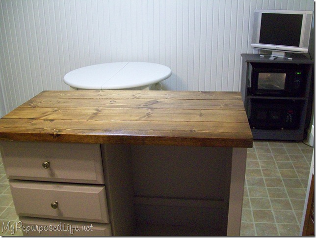 Kitchen Island made from Desk - My Repurposed Life® Rescue Re-imagine ...